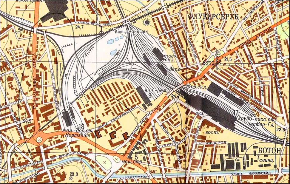 USSR map of Chester Railway Station 1969
